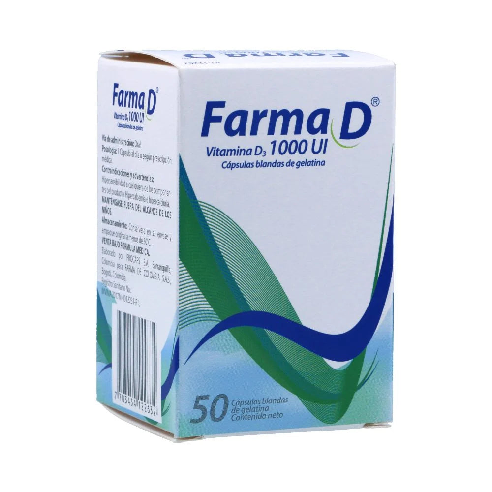 Farma D 1000 UI x 50 cápsulas – Drogas Económicas